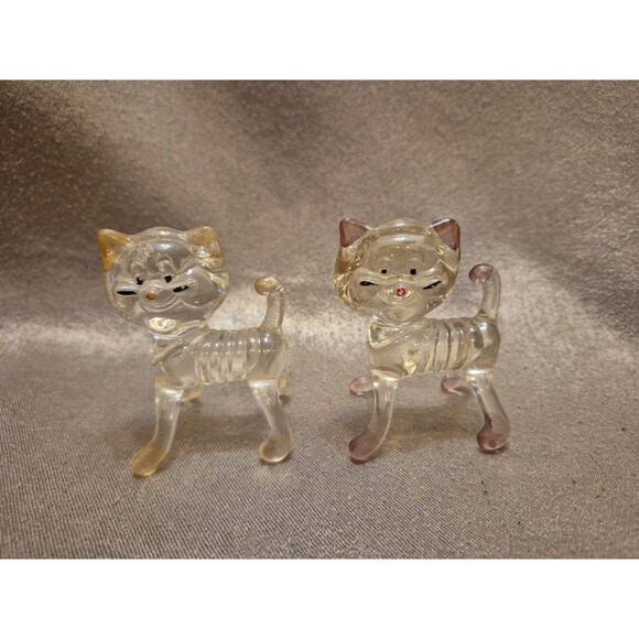 Unbranded | Other | Vintage Clear Acrylic Lucite Kitty Cat Figurine Set ...